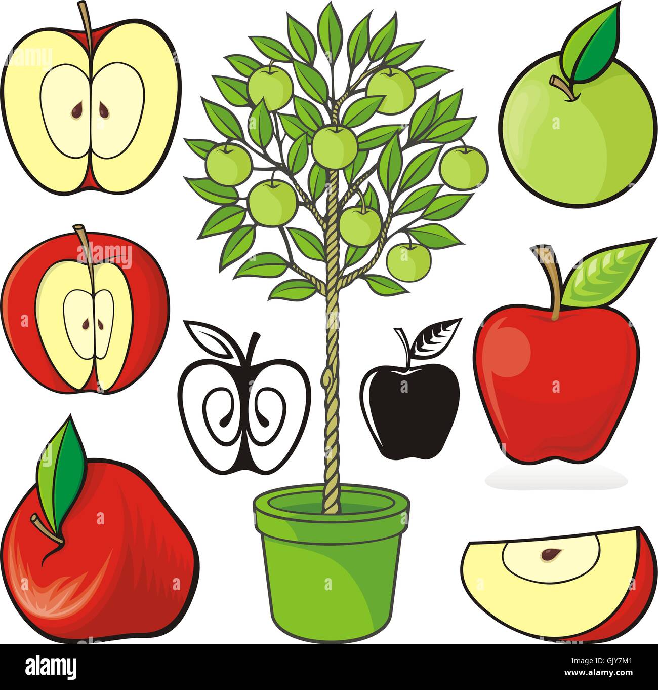 Slice apple Stock Vector Images - Alamy