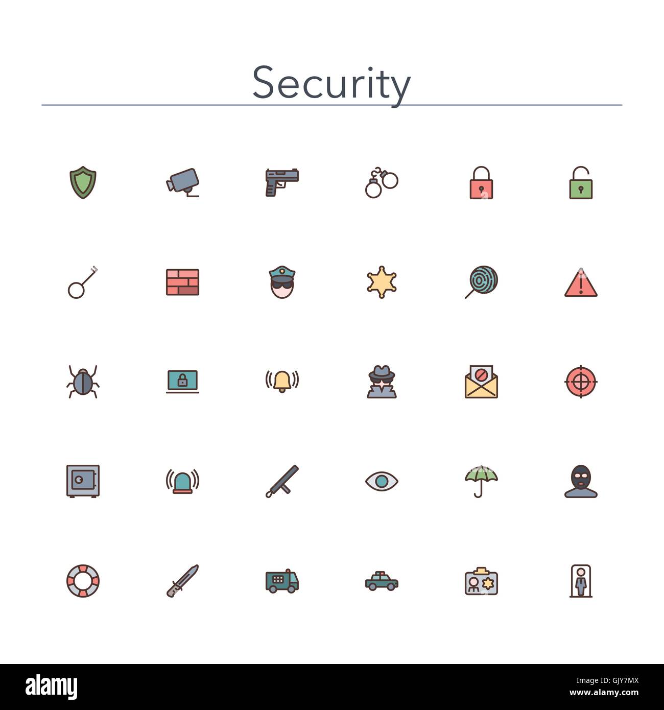 Security icon colored outline Stock Vector Images - Alamy