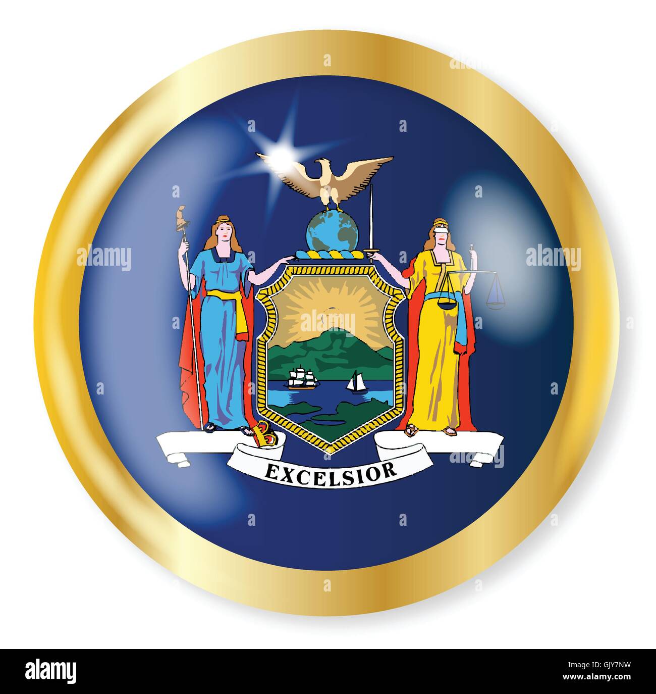 New York Flag Button Stock Vector Image & Art - Alamy