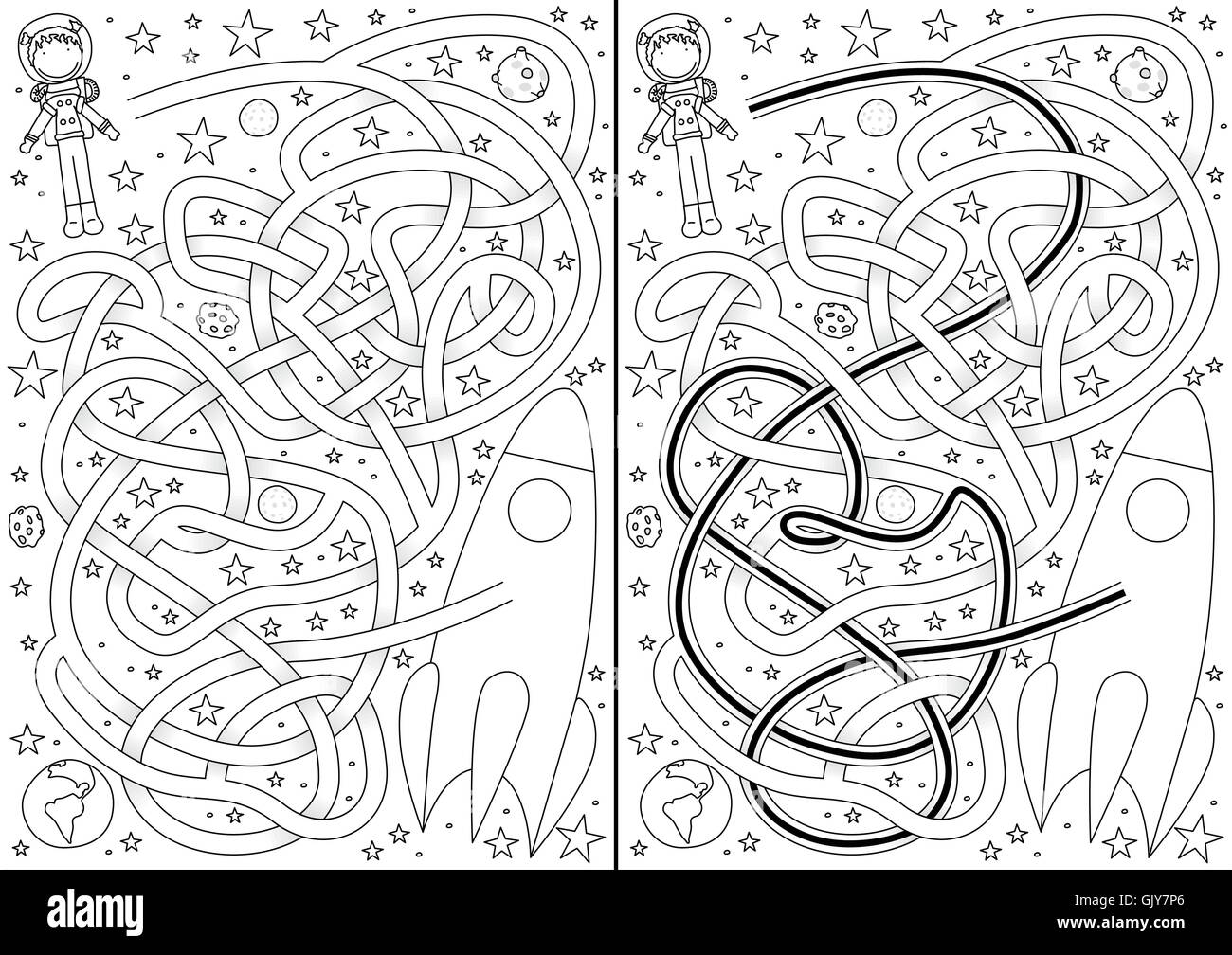 Space rocket maze hi-res stock photography and images - Alamy