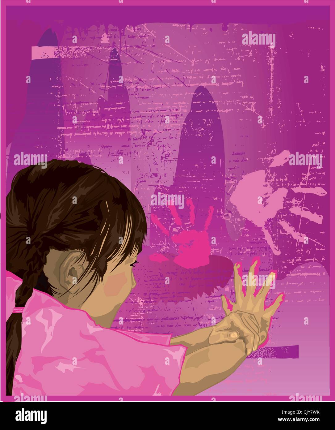 Girl Finger Painting Stock Vector Image & Art - Alamy