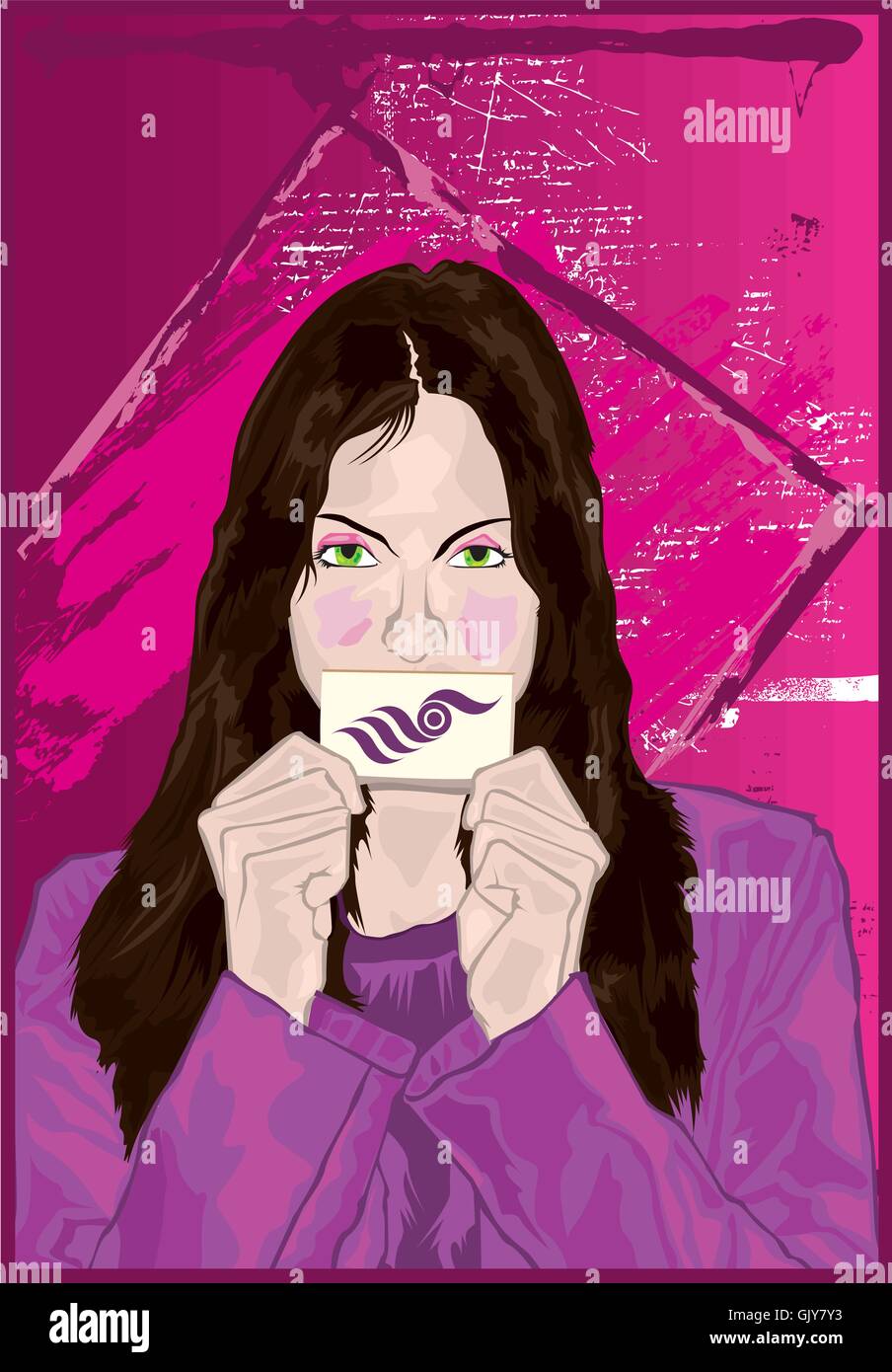 Woman looking card Stock Vector Images - Alamy