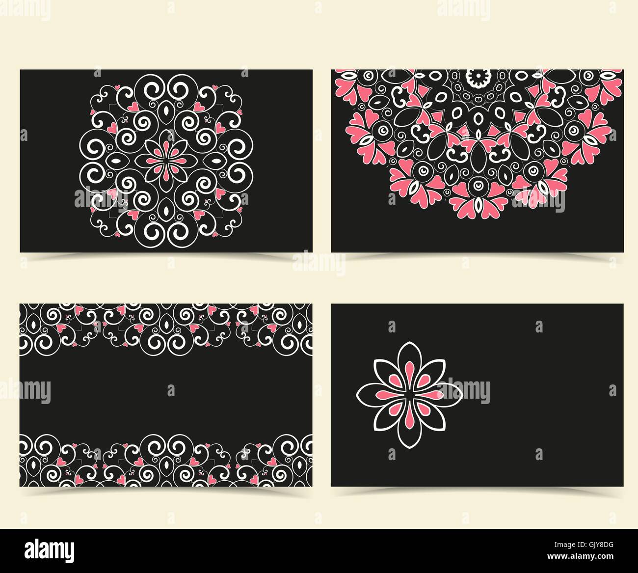 Collection vintage floral silhouette designs hi-res stock photography ...