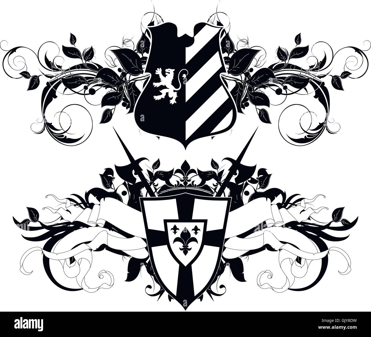 set of ornamental heraldic shields Stock Vector Image & Art - Alamy