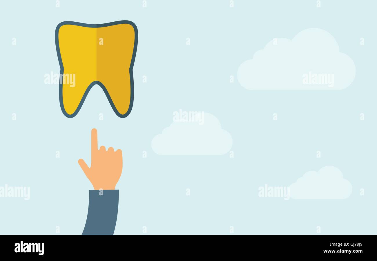 Hand pointing to a tooth icon Stock Vector Image & Art - Alamy