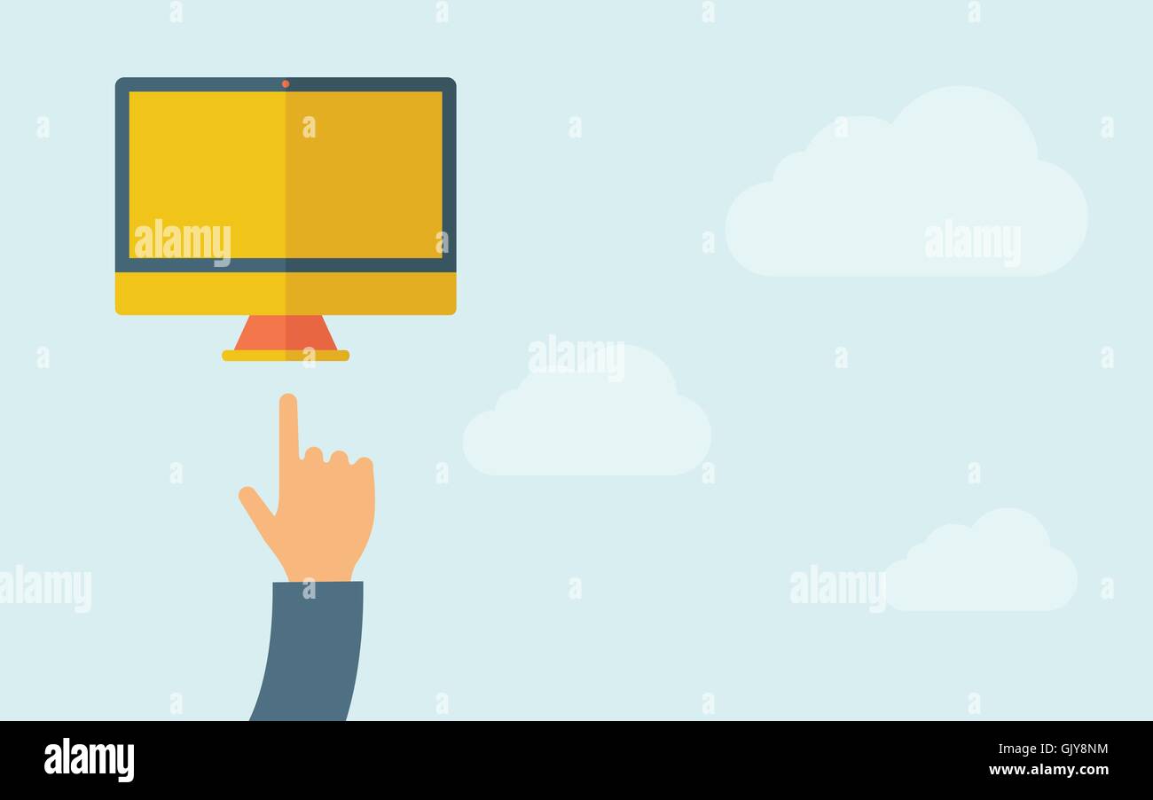 Hand pointing at monitor with blank screen Stock Vector Image & Art - Alamy