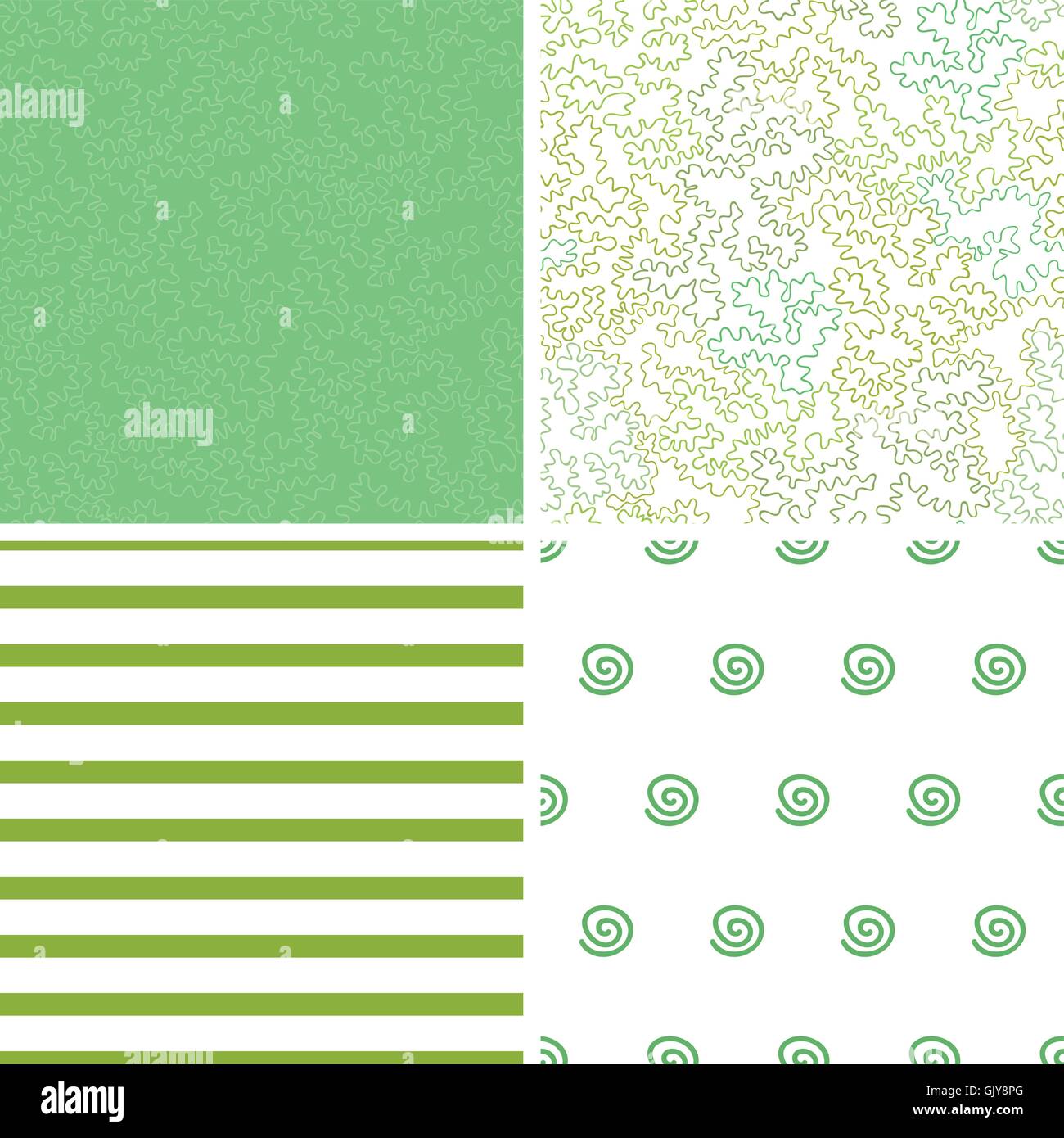 Vector Curly Doodle Shapes Set of Four Marching Repeat Patterns Stock ...