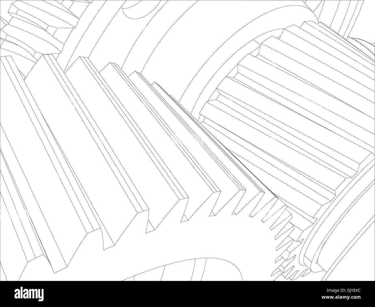 Wire-frame gears with shafts. Close-up. Vector Stock Vector Image & Art ...