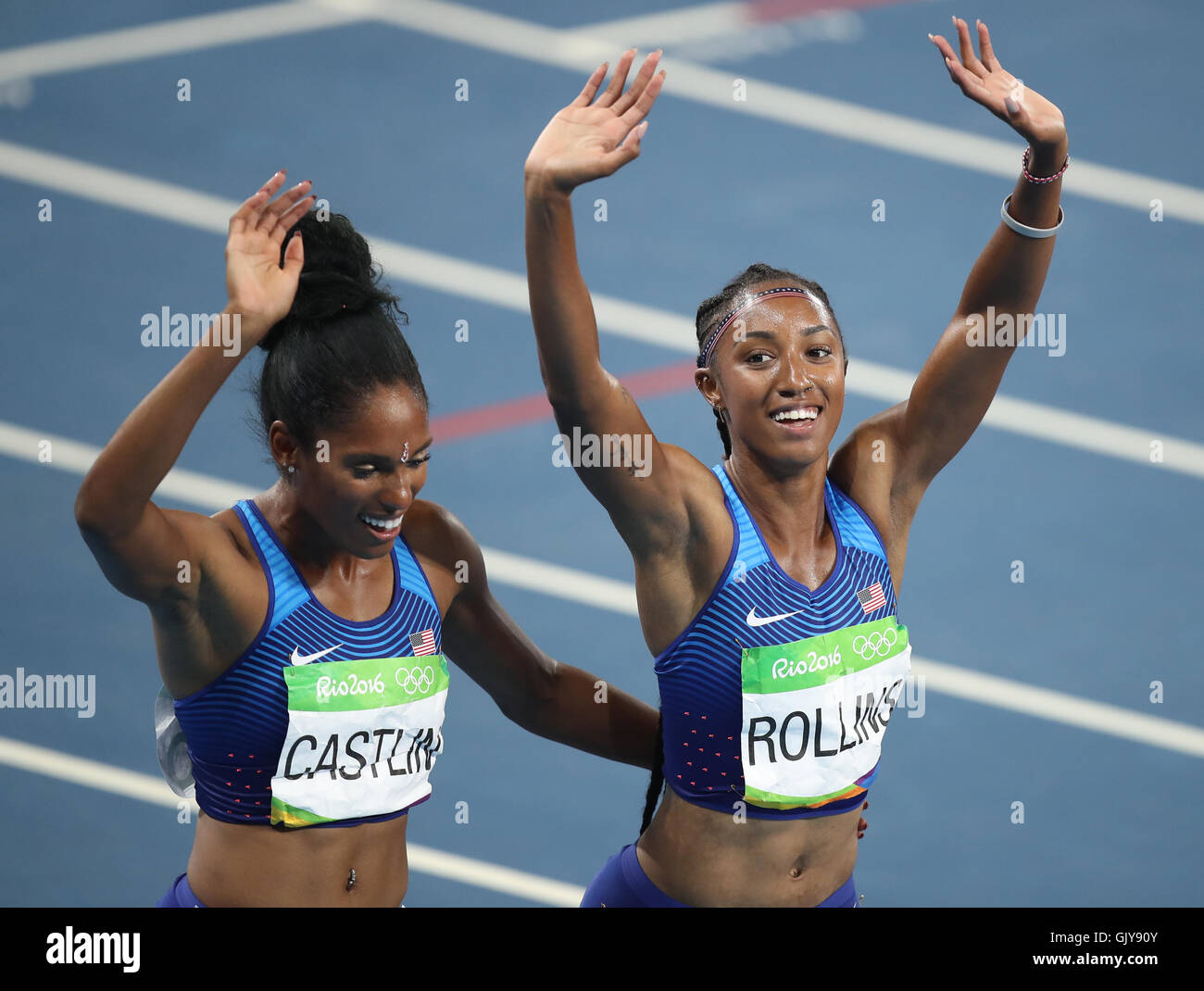 (left-right) USA's Kristi Castlin and Brianna Rollins celebrate after ...