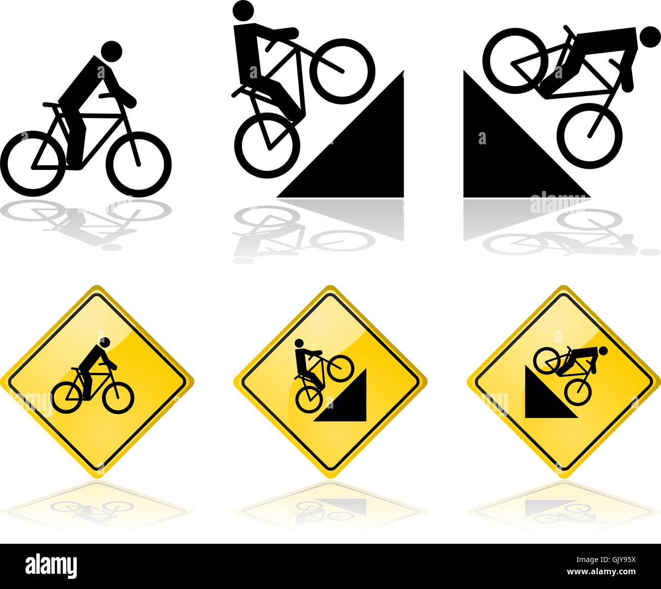 Yellow bicycle woman Cut Out Stock Images & Pictures - Alamy