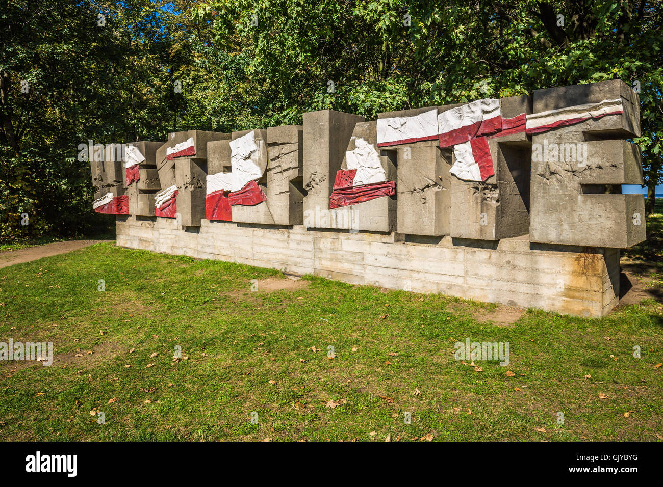 Sign before entering the Museum and Memorial Park of Westerplatte ...