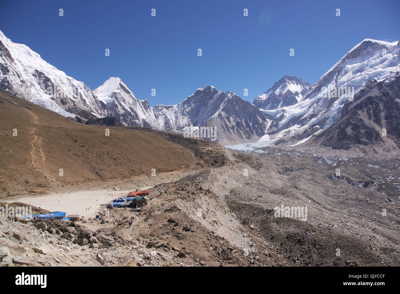 Gorak Shep - cluster of huts next to the khumbu glacier. Last ...