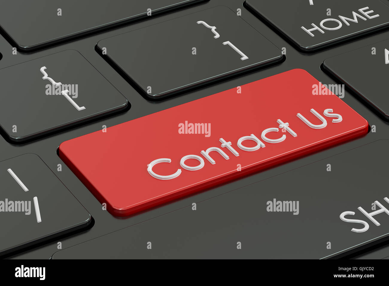 Contact us, red hot key on the keyboard, 3D rendering Stock Photo - Alamy