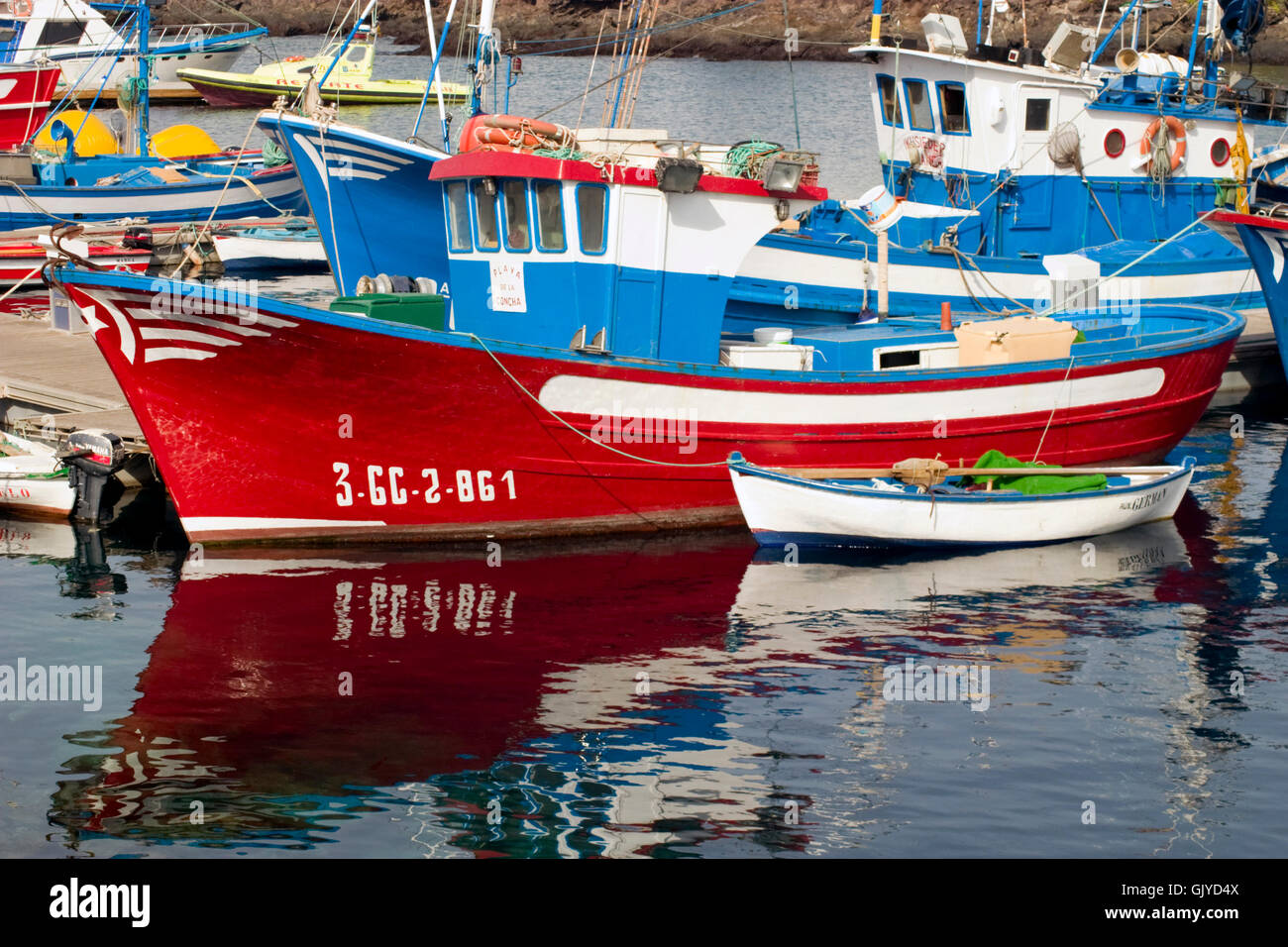 Traditional Spanish Fishing Boats Lanzarote Stock Photo - Alamy