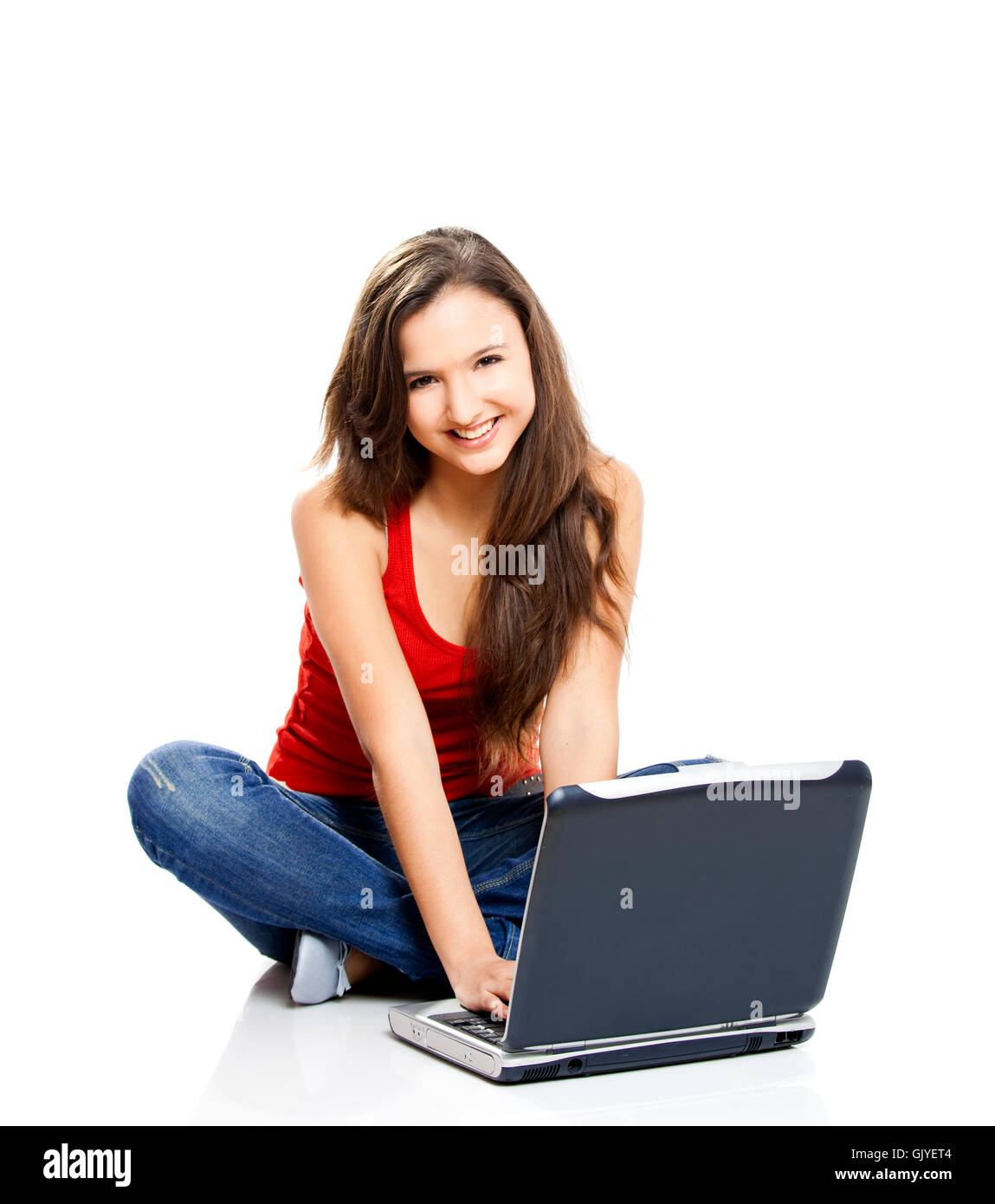 Teen teens teenager teenagers laptop Cut Out Stock Images & Pictures ...