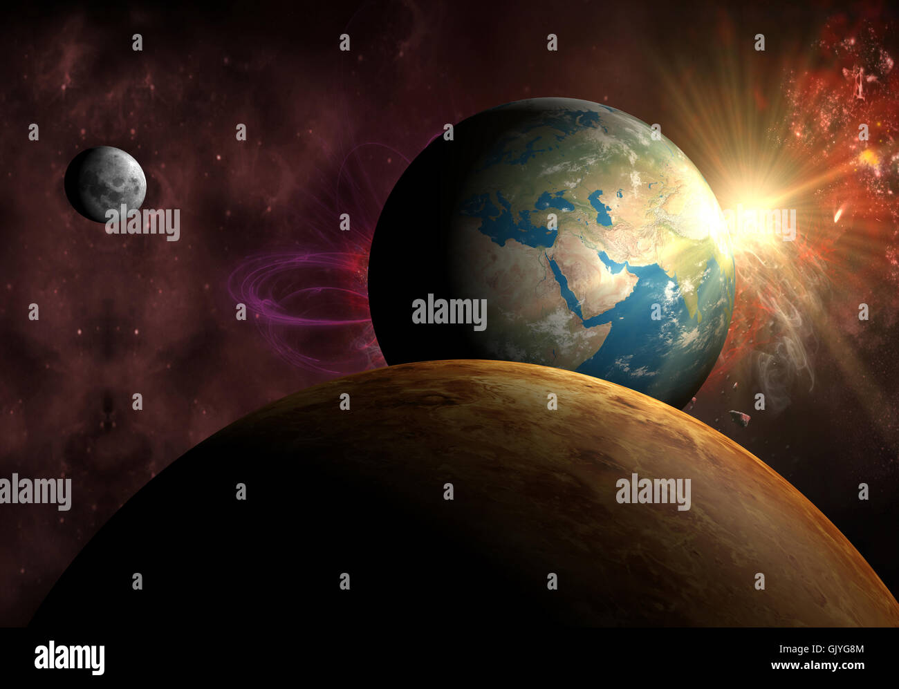 asia sunrise moon Stock Photo - Alamy