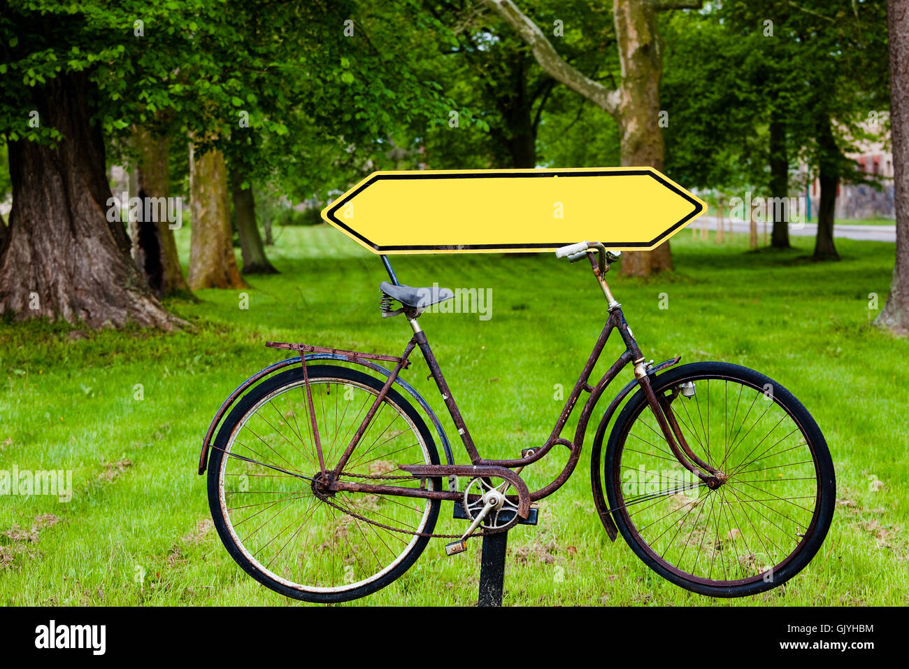 signpost bike path Stock Photo - Alamy