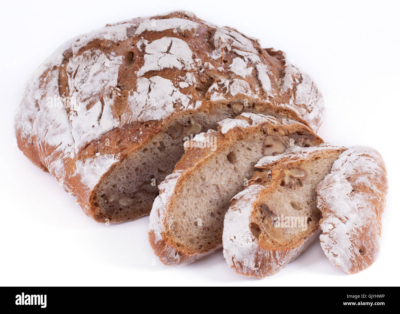 nut bread against white background Stock Photo - Alamy