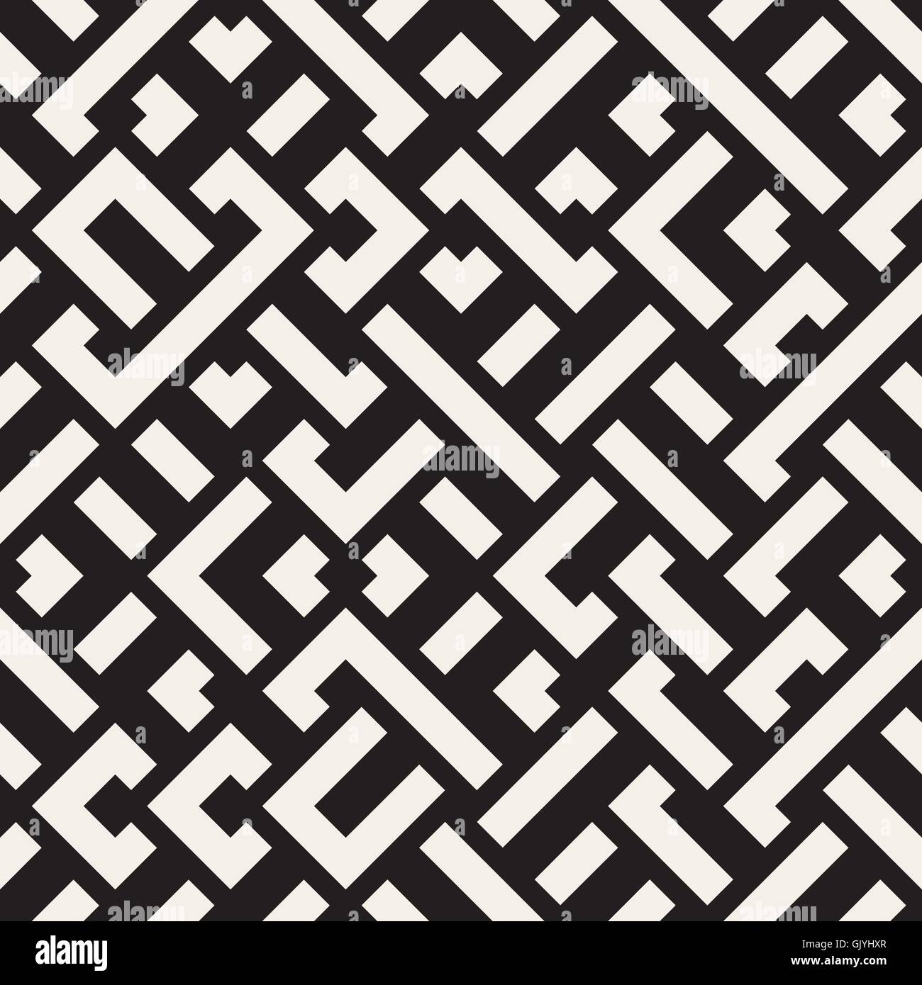 Vector Seamless Black and White Diagonal Maze Lines Geometric Pattern ...