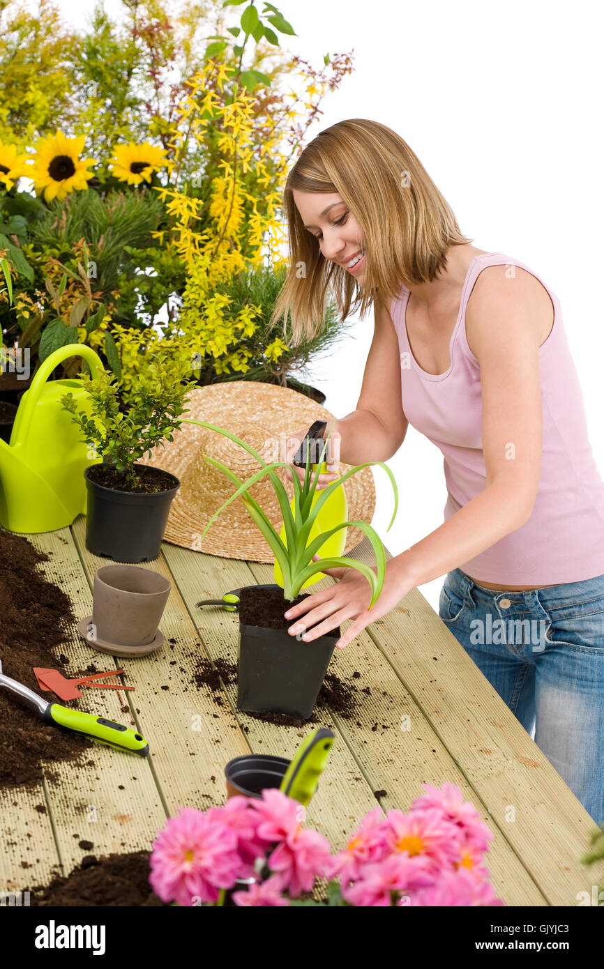 woman flower plant Stock Photo - Alamy