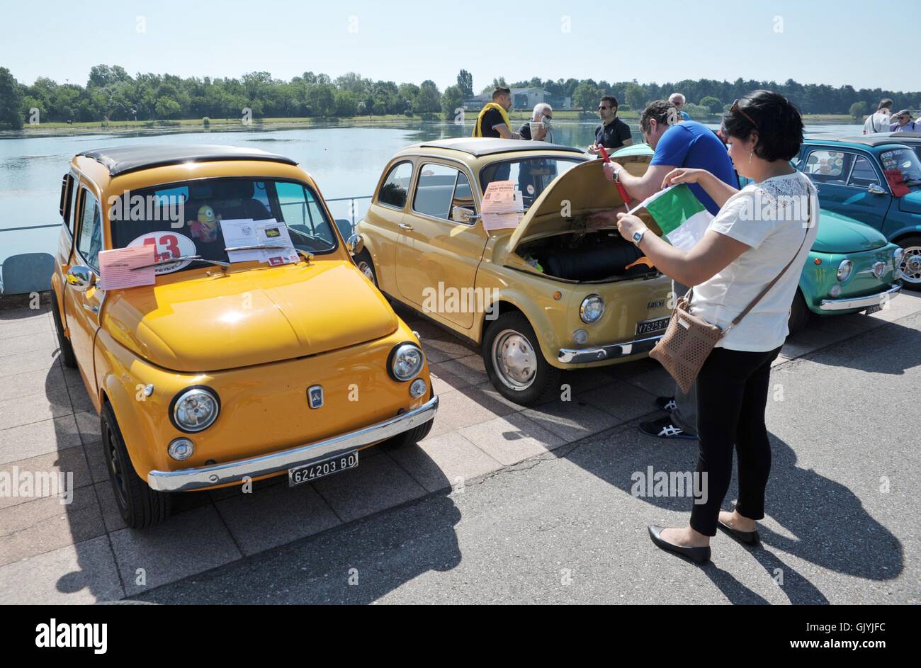 Car enthusiasts take part in the Fiat 500 Rally in Segrate Featuring ...