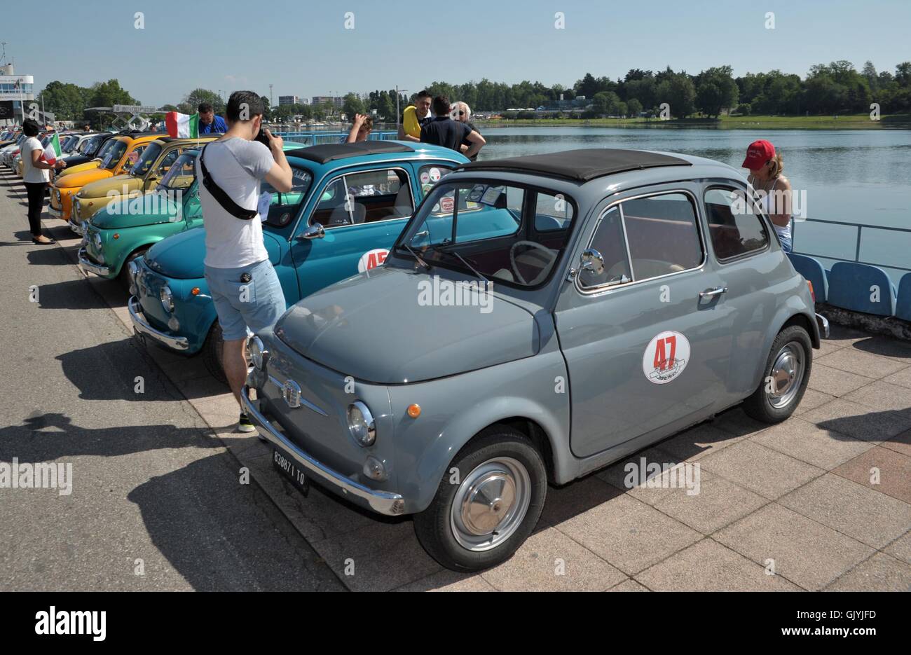 Car enthusiasts take part in the Fiat 500 Rally in Segrate Featuring ...