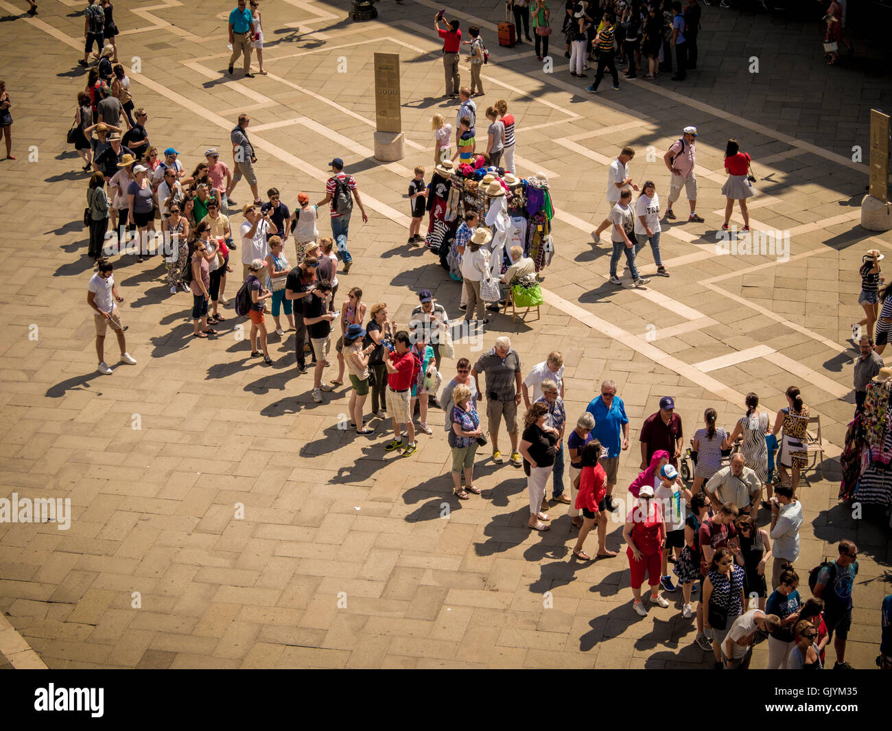 Tourist queuing in line at Piazzetta San Marco, Venice Italy Stock ...