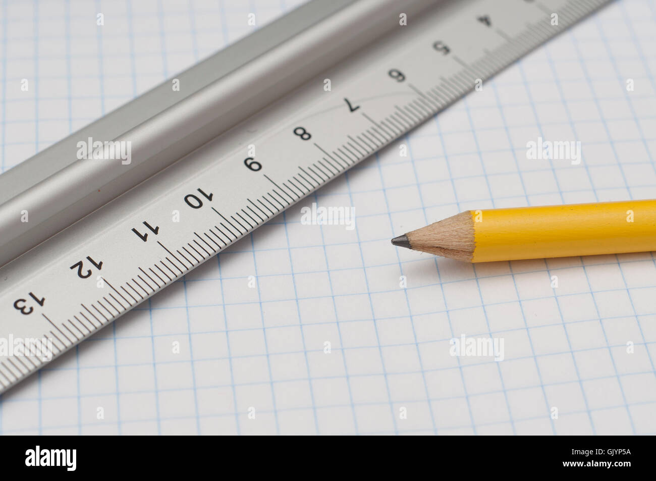 Ruler and pencil Stock Photo - Alamy