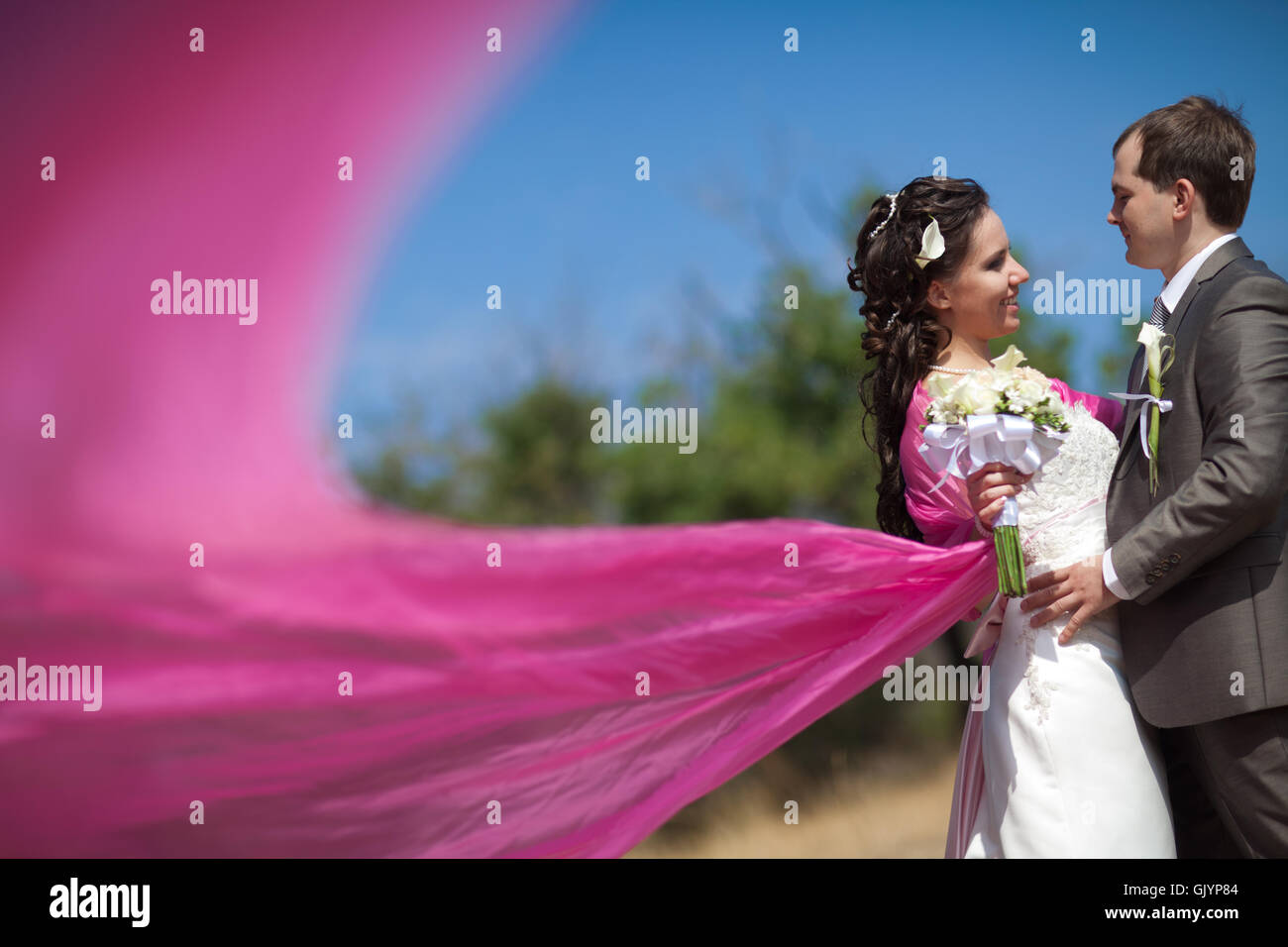 with flying shawl Stock Photo - Alamy