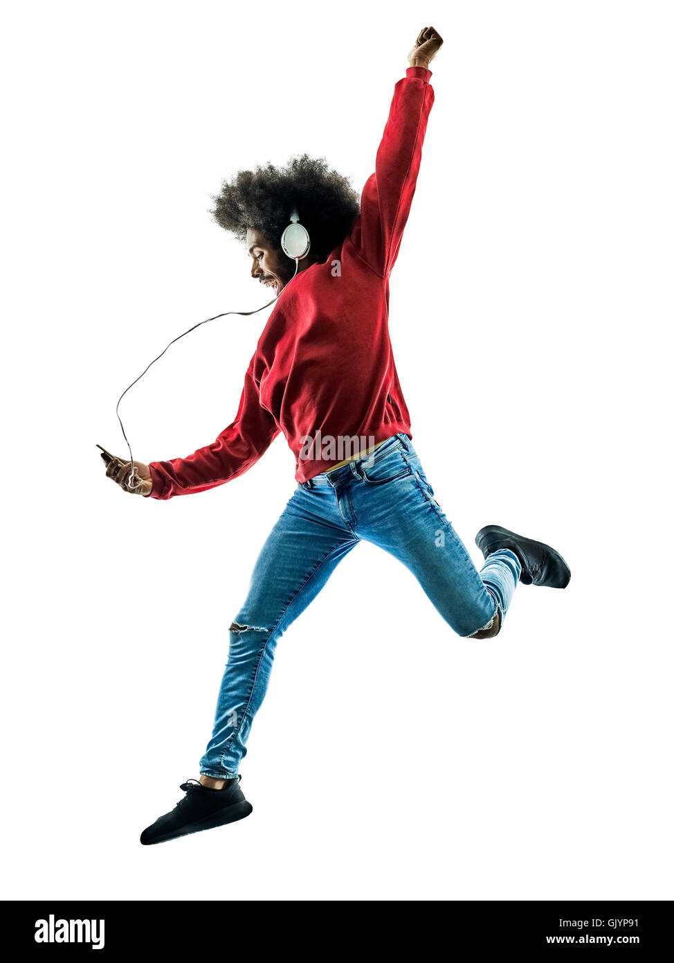 Silhouette man headphones on Cut Out Stock Images & Pictures - Alamy