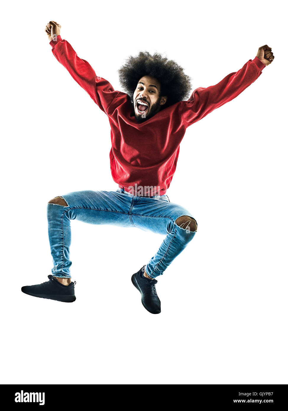 Happy Black Person Jumping