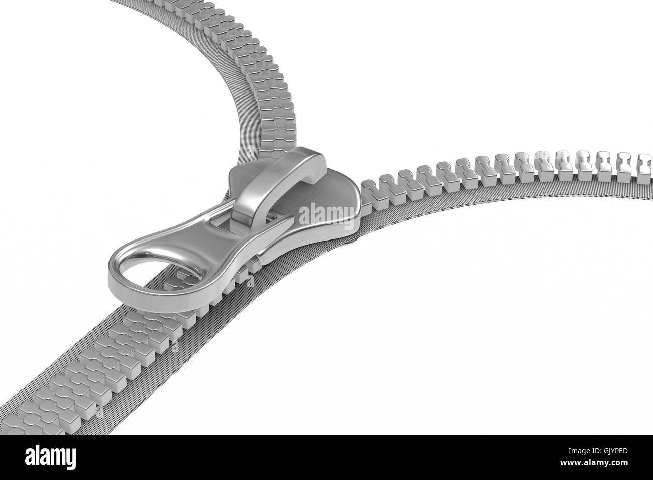 Zipper on white background. Isolated 3D image Stock Photo - Alamy
