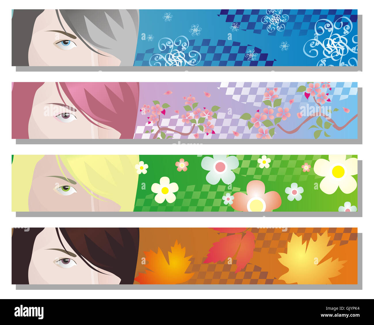 Web banners for four seasons Stock Photo - Alamy
