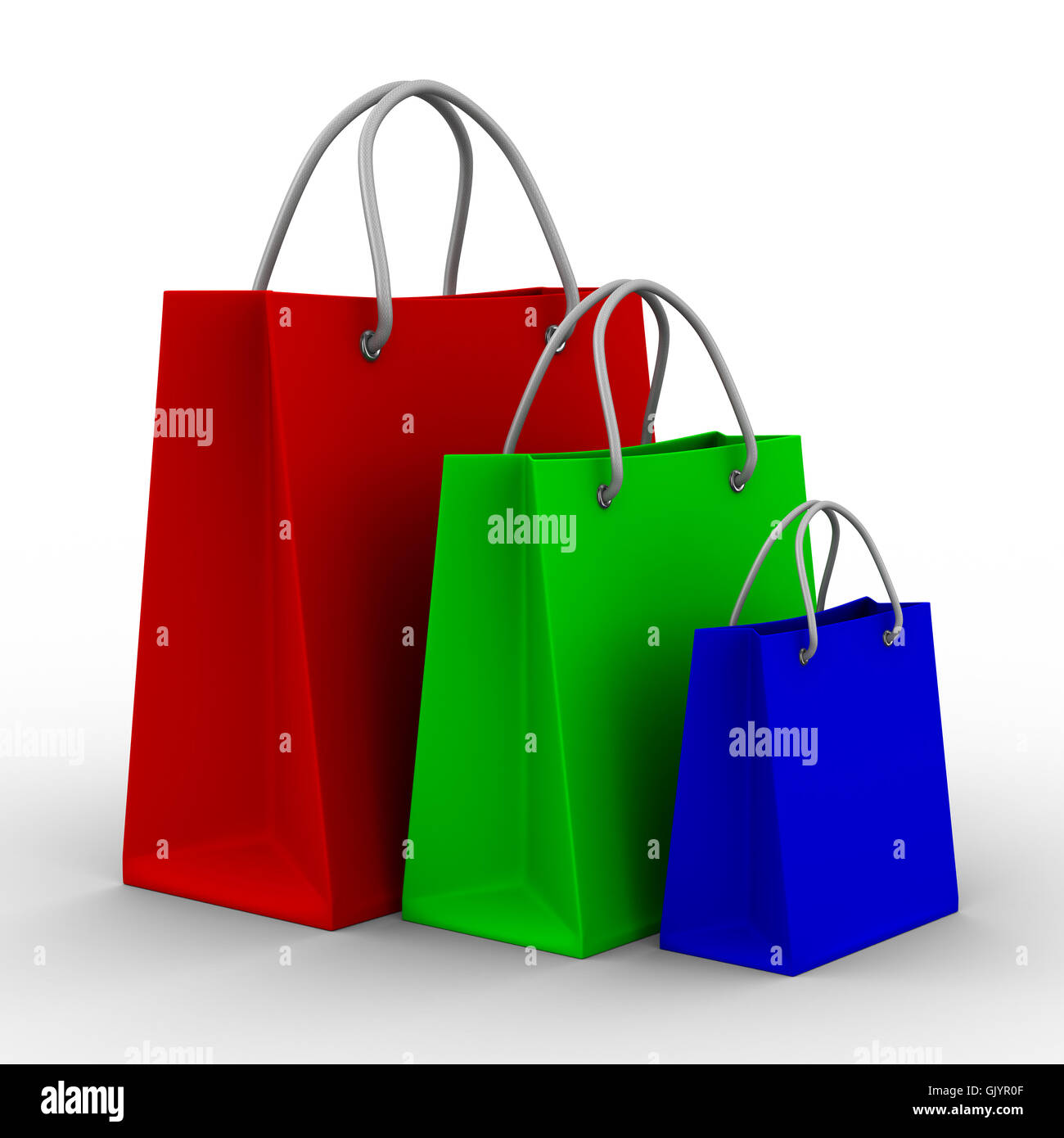 Three shoping bags on white. Isolated 3D image Stock Photo - Alamy
