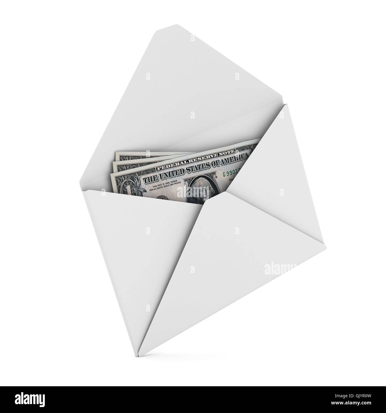 Money in envelope on white background. Isolated 3D image Stock Photo ...
