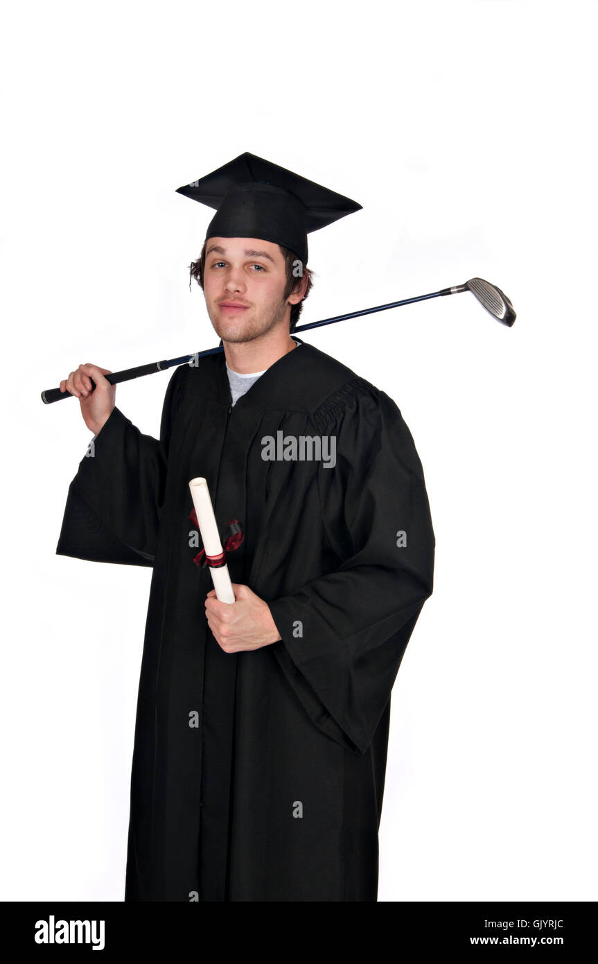teenage graduate in black gown Stock Photo - Alamy