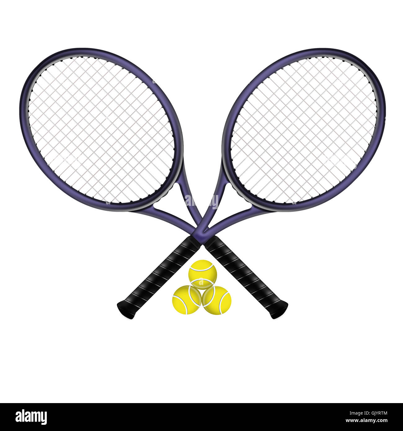 Set rackets tennis balls Cut Out Stock Images & Pictures - Alamy