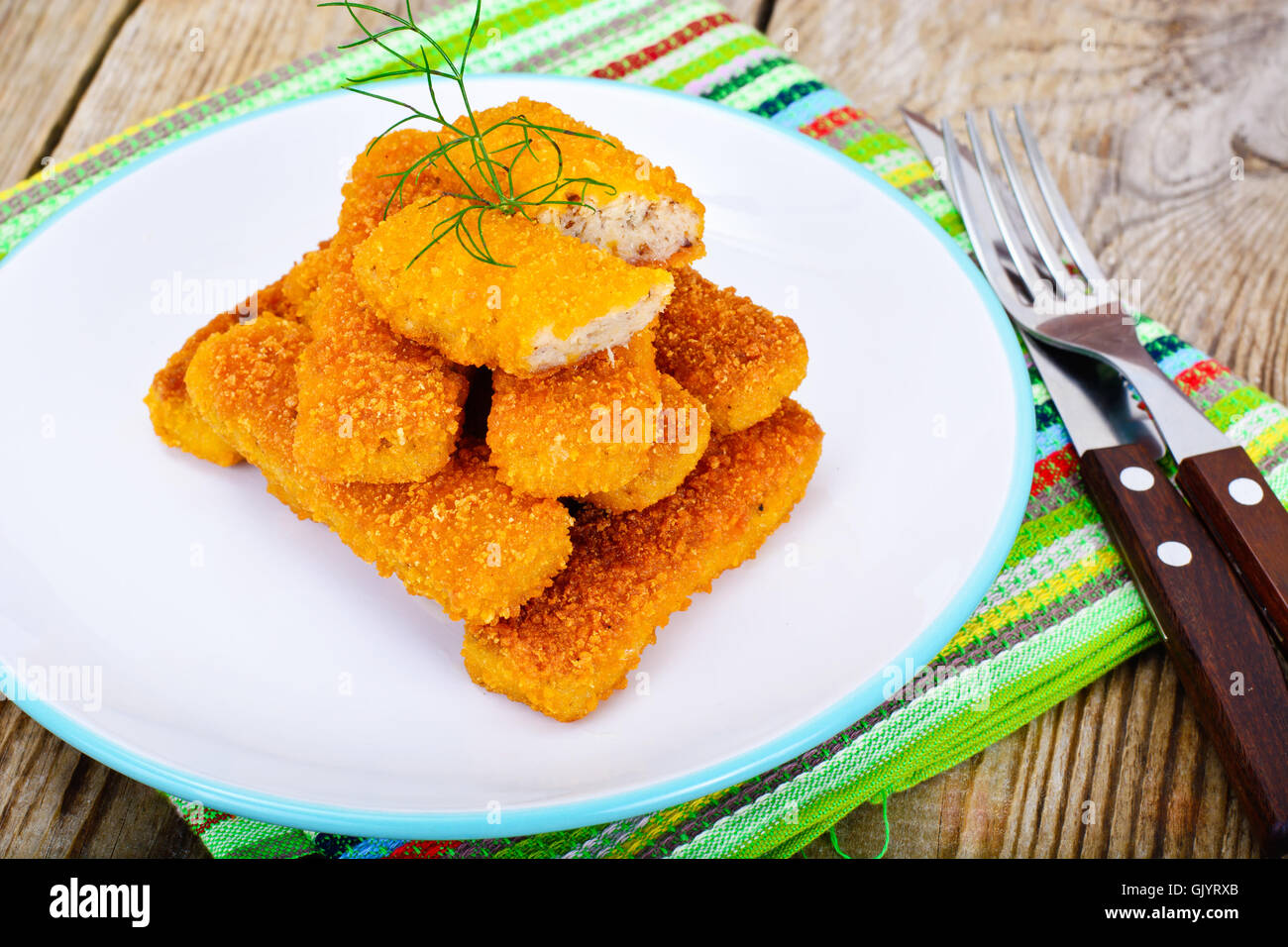 Deep fried fish finger sticks hi-res stock photography and images - Alamy