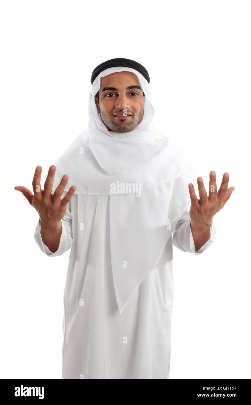 Arab man shrugging Stock Photo - Alamy