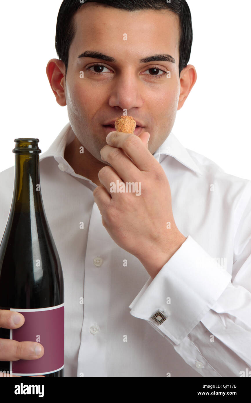 Sommelier sniffing wine cork hi-res stock photography and images - Alamy