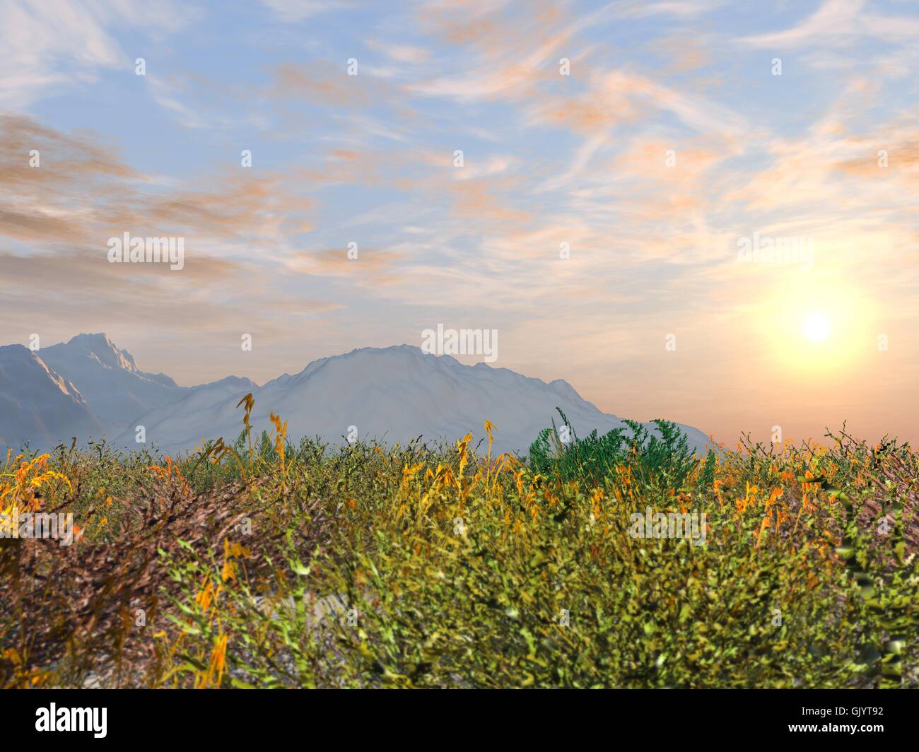 Fantastic sunset in mountains Stock Photo - Alamy