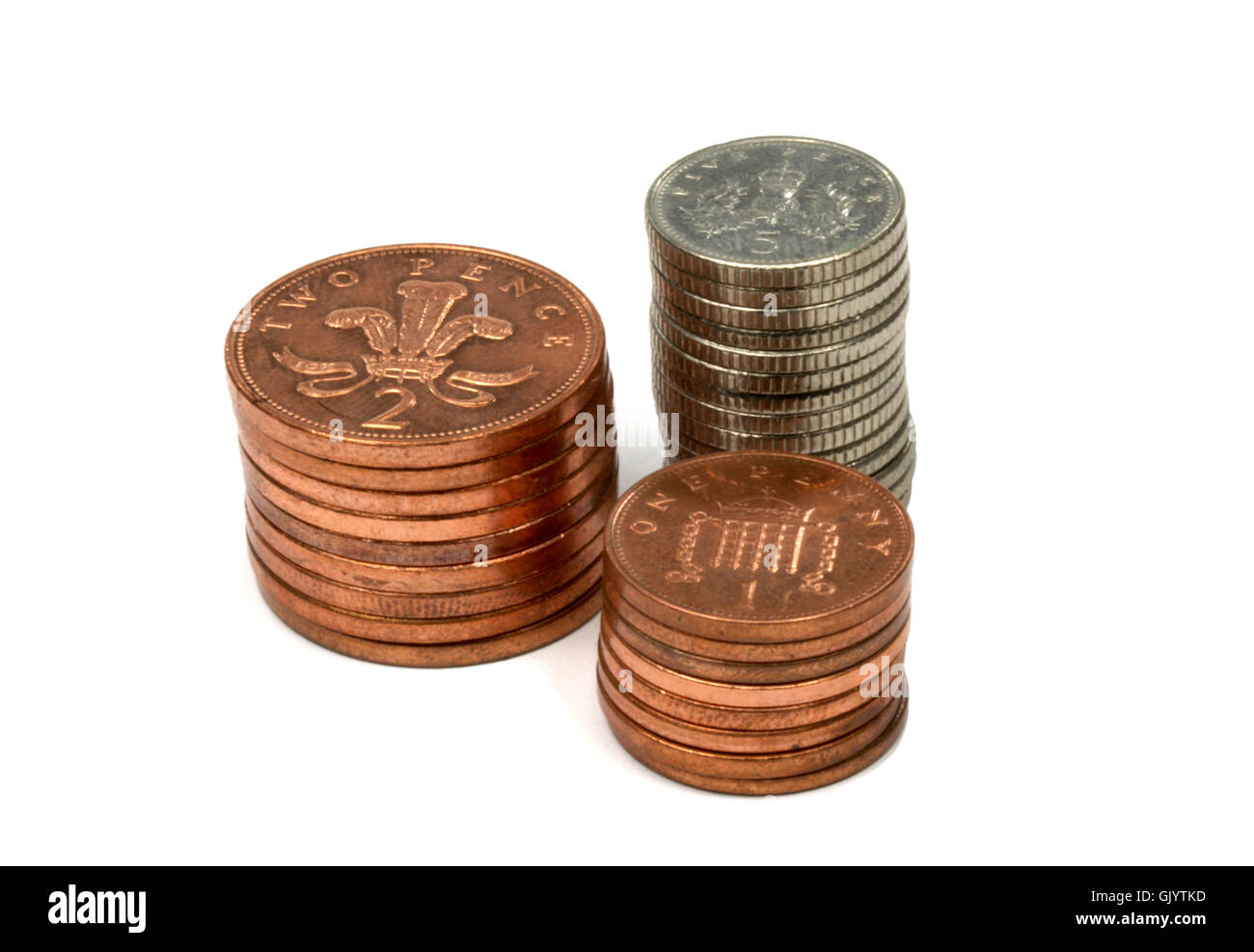 British Money Coins Stacked Stock Photo - Alamy