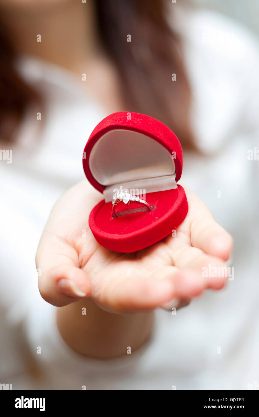 red box with engagement ring inside Stock Photo - Alamy