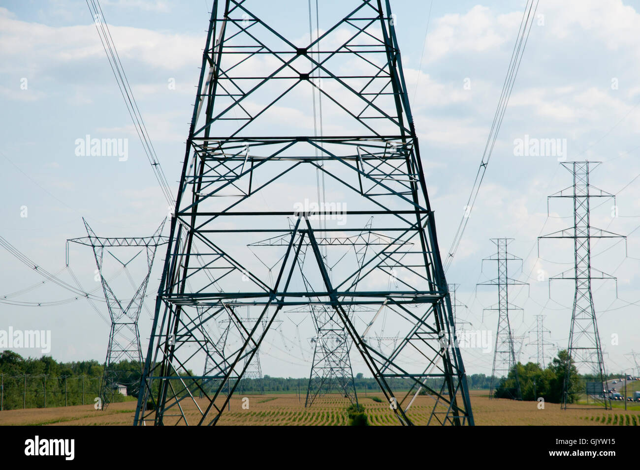 High Voltage Towers Stock Photo - Alamy