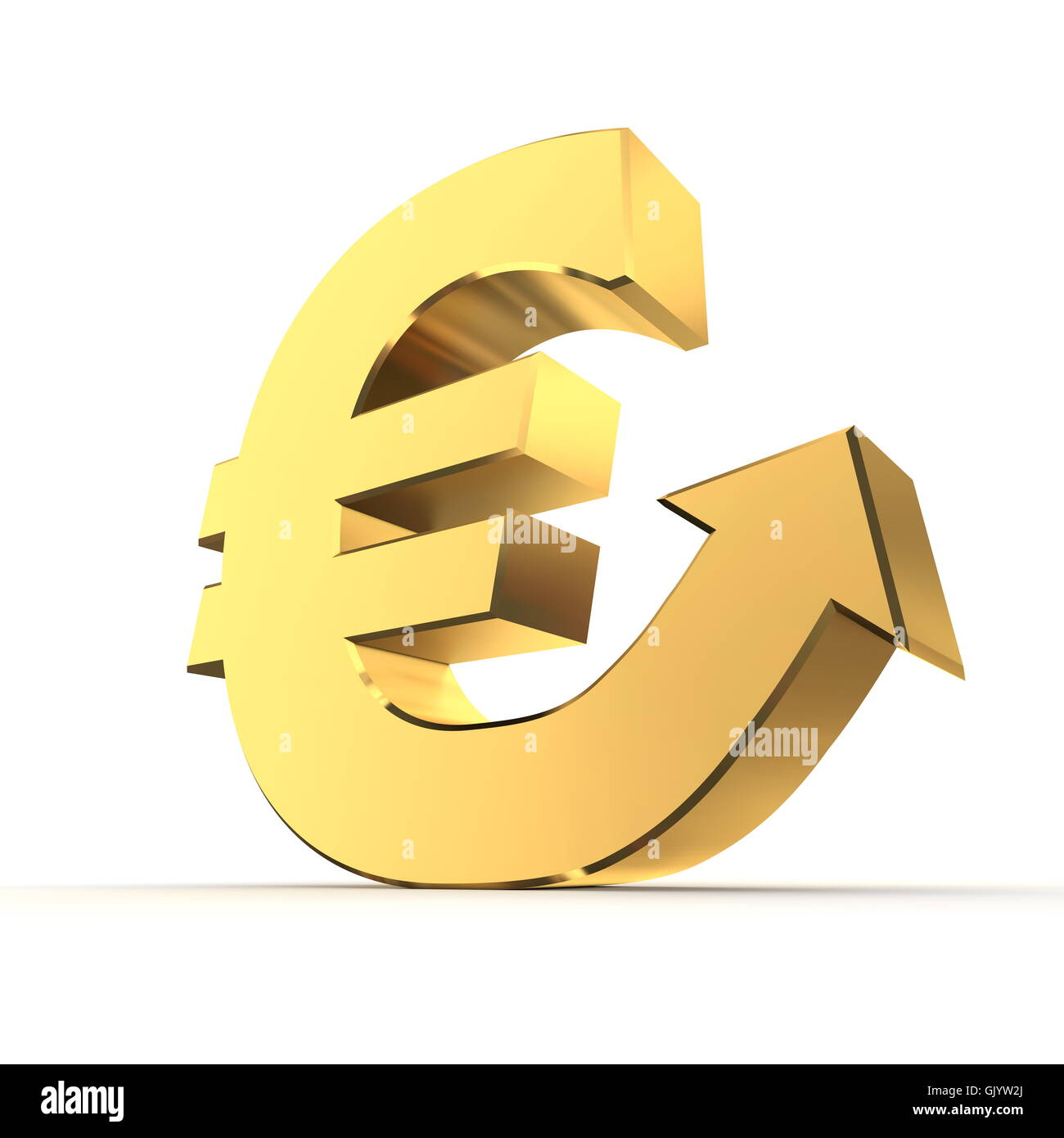 shiny silver metallic euro symbol with an arrow up Stock Photo - Alamy