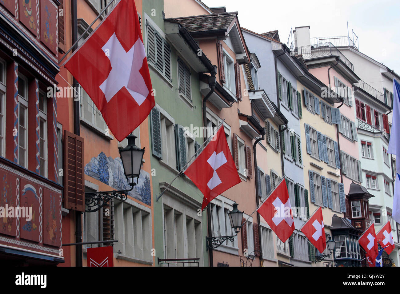 swiss flag made of cloth Stock Photo - Alamy