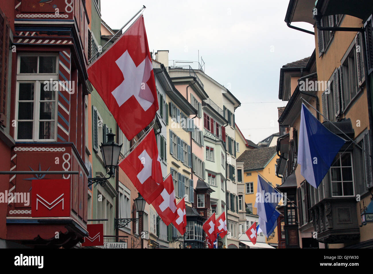 Zurich swiss flags hi-res stock photography and images - Alamy