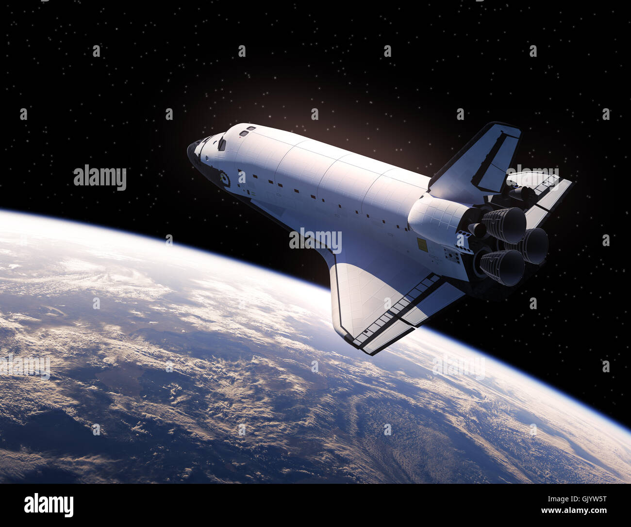 Space Shuttle In Space Stock Photo - Alamy