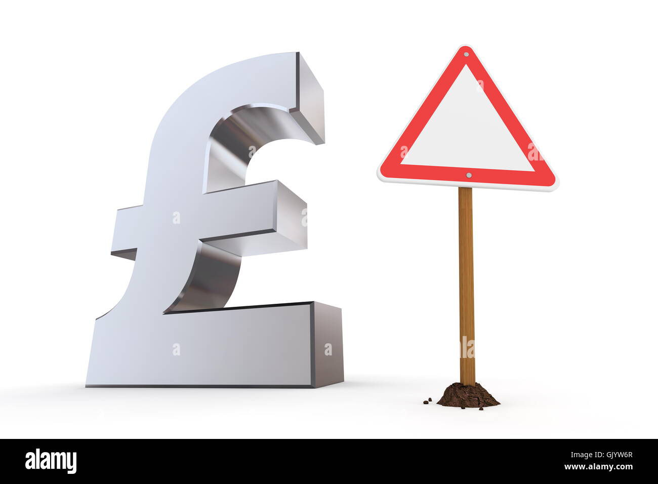British Pound with Triangular Warning Sign Stock Photo - Alamy