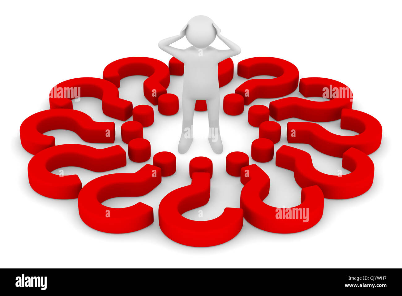 man with question on white. Isolated 3D image Stock Photo - Alamy